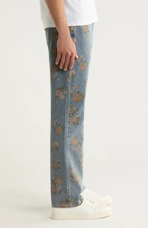 RIZORT Floral Print Straight Leg Jeans