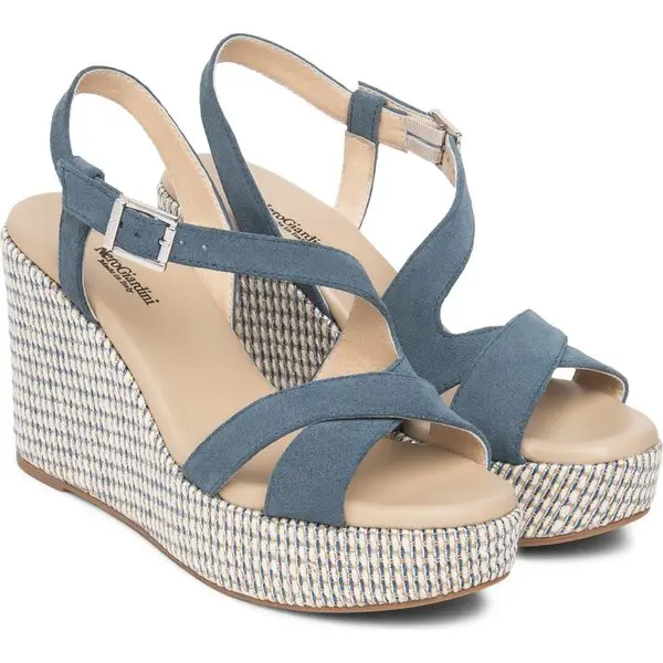 NEROGIARDINI Slingback Platform Wedge Sandal - Denim