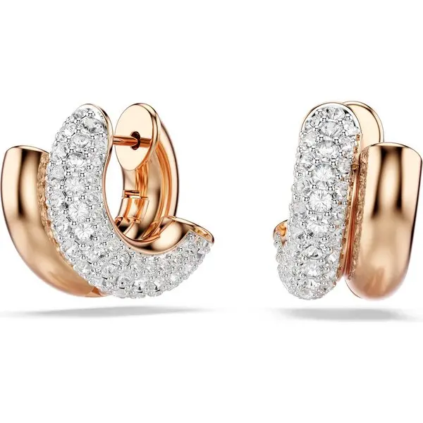 SWAROVSKI Dextera Mini Hoop Earrings - Rose Gold/white