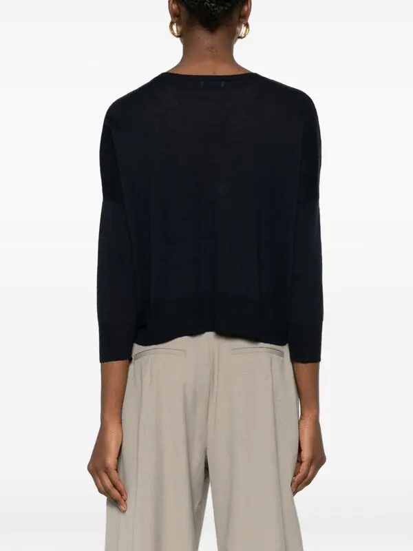 BASE Linen And Cotton Blend Sweater - Blue