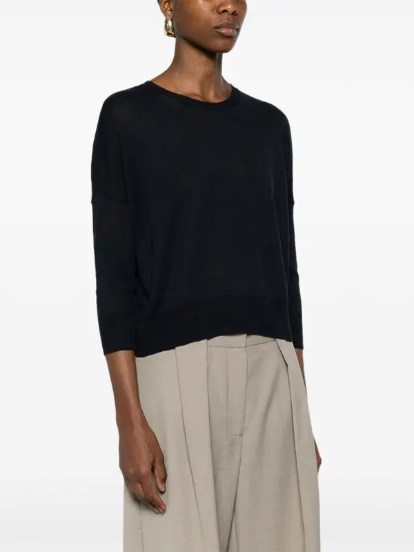 BASE Linen And Cotton Blend Sweater - Blue