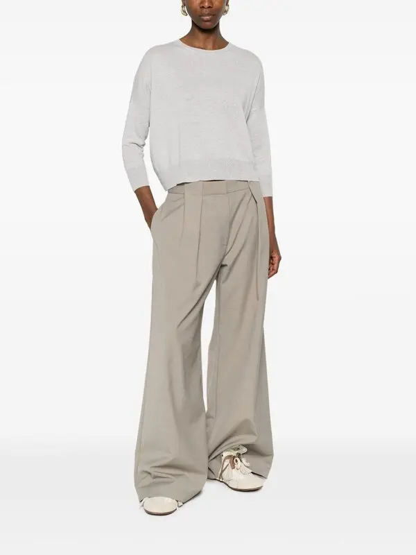 BASE Linen And Cotton Blend Sweater - Grey