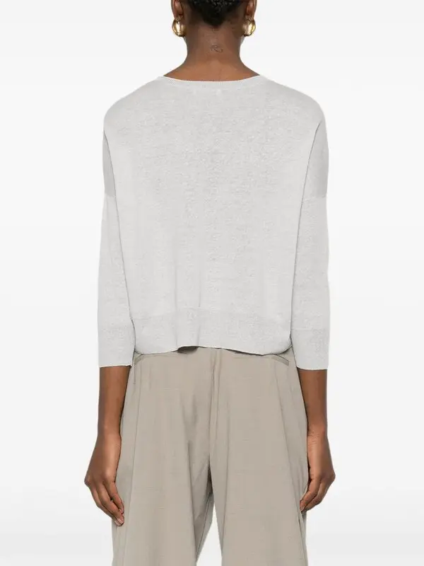 BASE Linen And Cotton Blend Sweater - Grey
