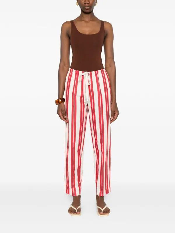 FORTE_FORTE Striped Drawstring Trousers - Red