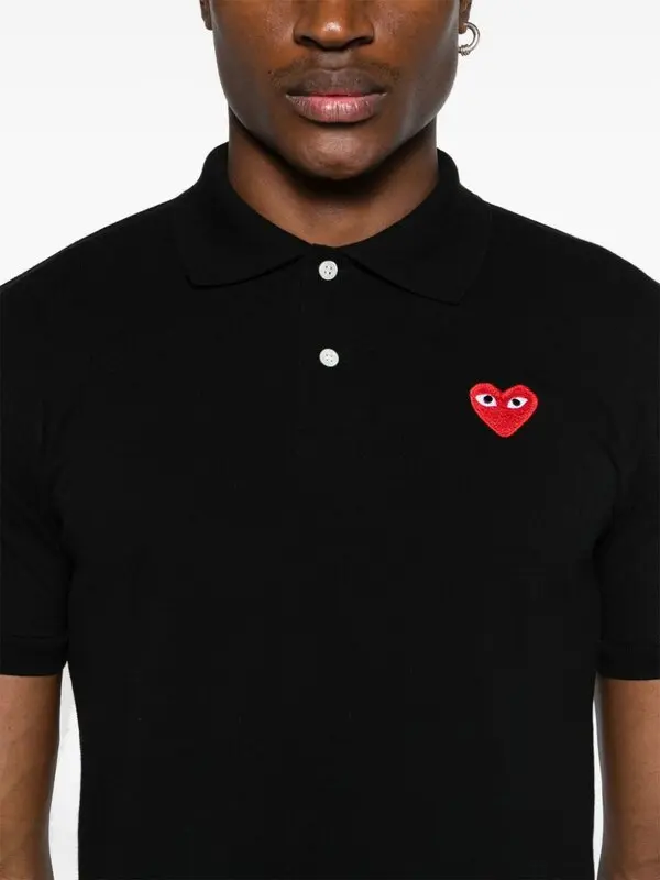 Play Comme Des Garcon Cotton Polo Shirt - Black