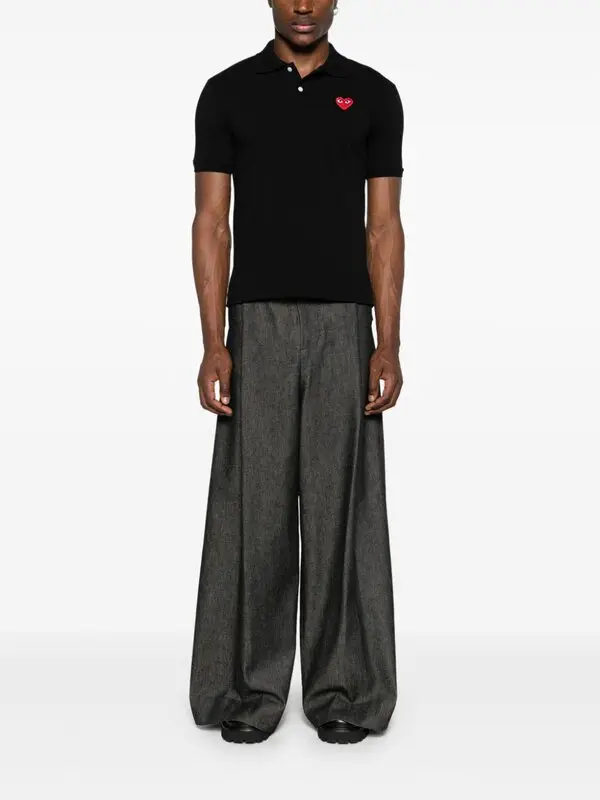 Play Comme Des Garcon Cotton Polo Shirt - Black