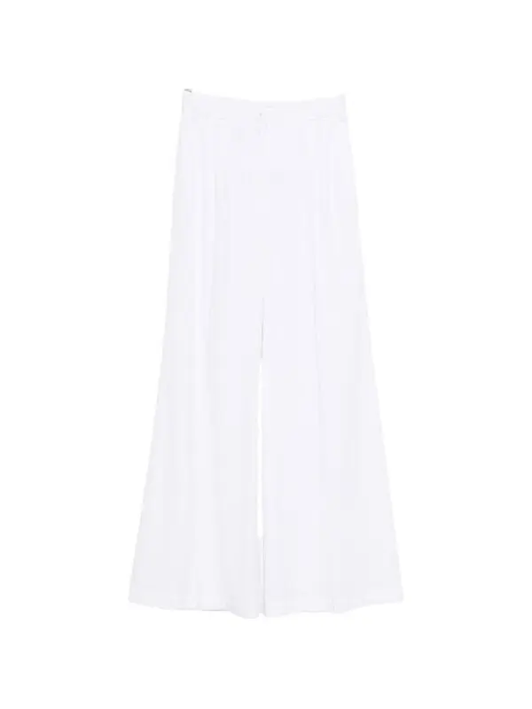 VIA MASINI 80 Linen Blend Wide Leg Trousers - White