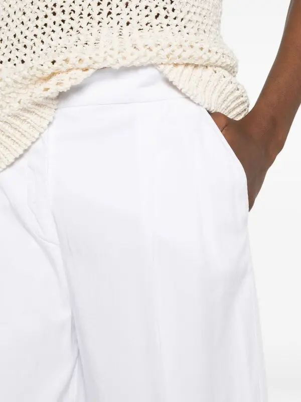 VIA MASINI 80 Linen Blend Wide Leg Trousers - White