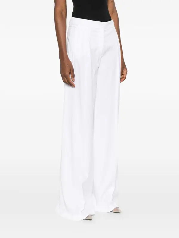 VIA MASINI 80 Linen Blend Wide Leg Trousers - White