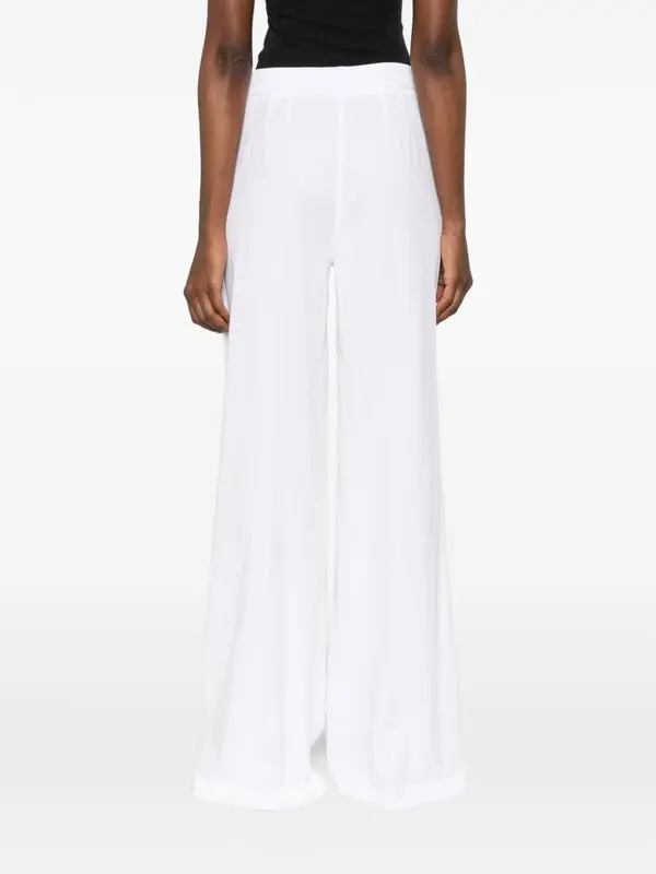 VIA MASINI 80 Linen Blend Wide Leg Trousers - White