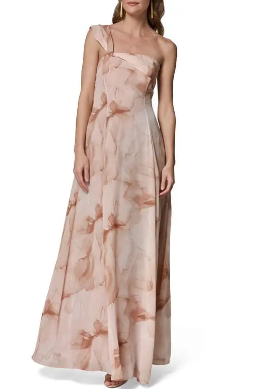 Donna Karan New York Floral Print Asymmetric Gown - Umbria Mul