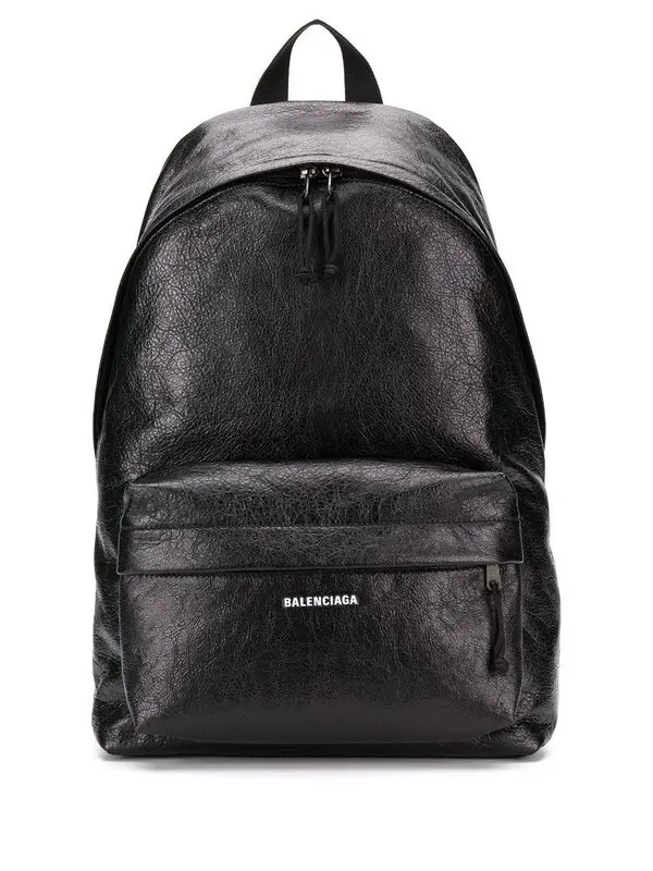 Balenciaga Explorer Leather Backpack - Black