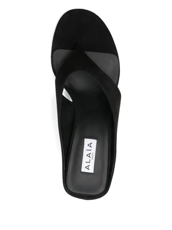 Alaïa Leather Thong Sandals - Black