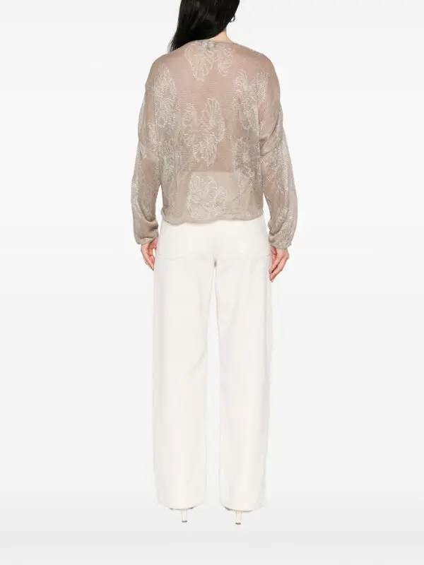 Emporio Armani Embroidered Crewneck Sweater - Silver