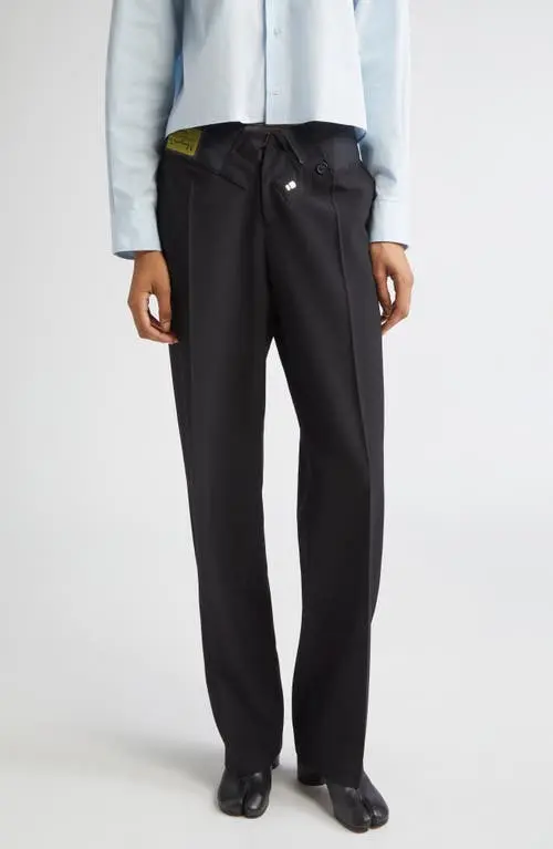 MAISON MARGIELA Released Waistband Stretch Gabardine Straight Leg Pants - Black