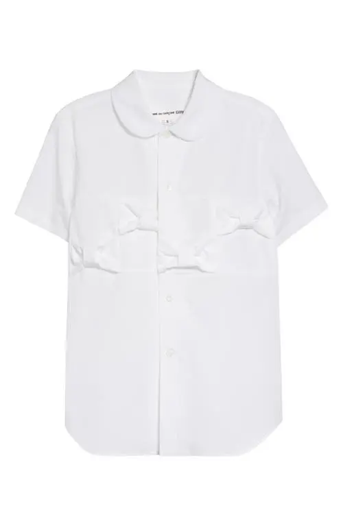 Comme Des Garçons Bow Detail Cotton Broadcloth Button-up Shirt - White