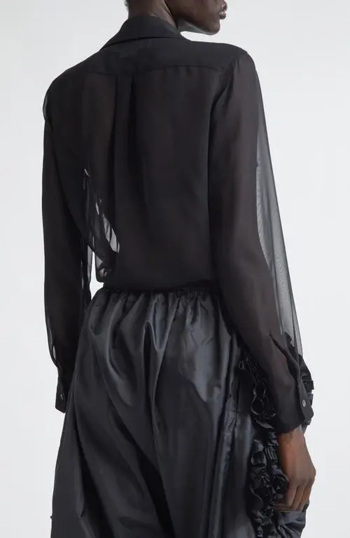 Comme Des Garçons Ruffle Sheer Crepe Button-up Shirt - Black