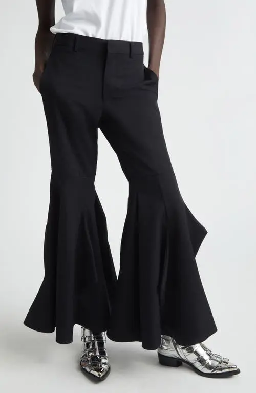 Comme Des Garçons Paneled Wool Gabardine Flare Leg Pants