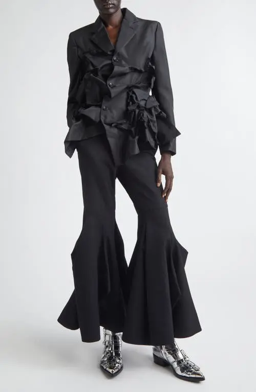 Comme Des Garçons Paneled Wool Gabardine Flare Leg Pants