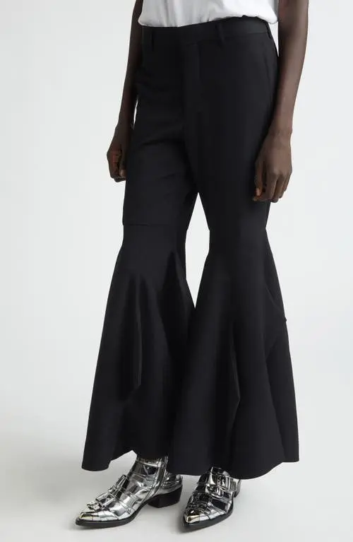 Comme Des Garçons Paneled Wool Gabardine Flare Leg Pants