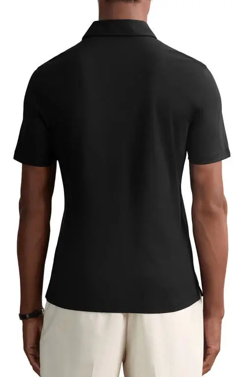 REISS Earl Solid Cotton Polo - Black
