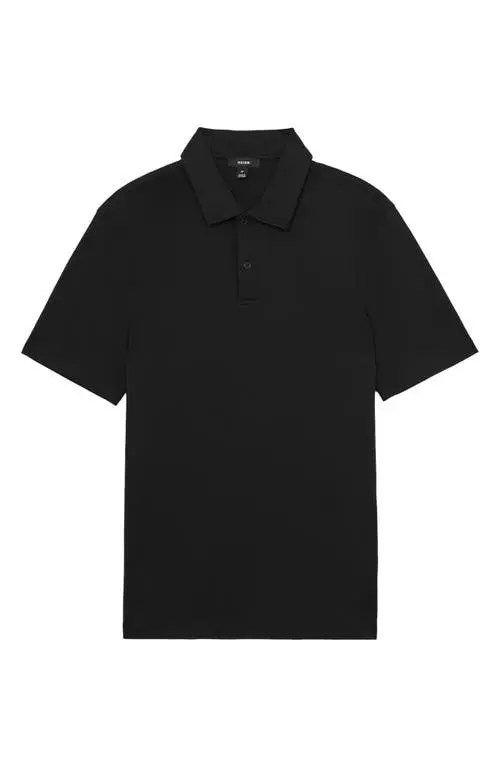 REISS Earl Solid Cotton Polo - Black