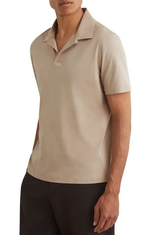REISS Earl Solid Cotton Polo - Sand