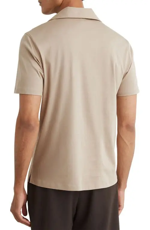 REISS Earl Solid Cotton Polo - Sand
