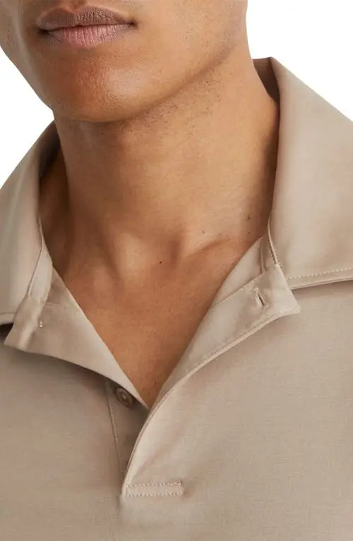 REISS Earl Solid Cotton Polo - Sand
