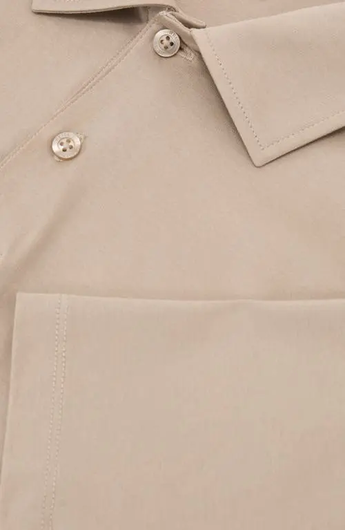 REISS Earl Solid Cotton Polo - Sand