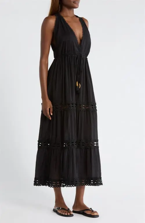 Elan Cutout Trim Sleeveless Maxi Dress - Black