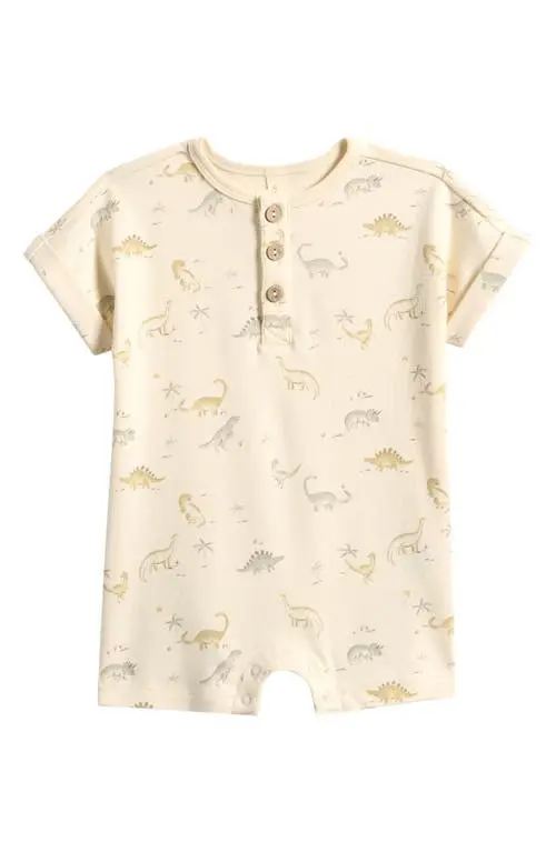QUINCY MAE Dino Print Cotton Romper - Ivory