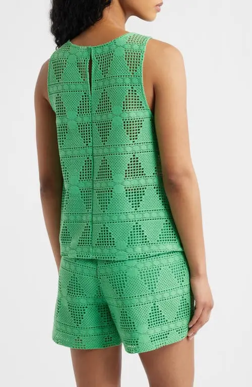 ICHI Open Stitch Sleeveless Top