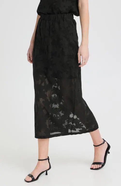 ICHI Lace Maxi Skirt - Black