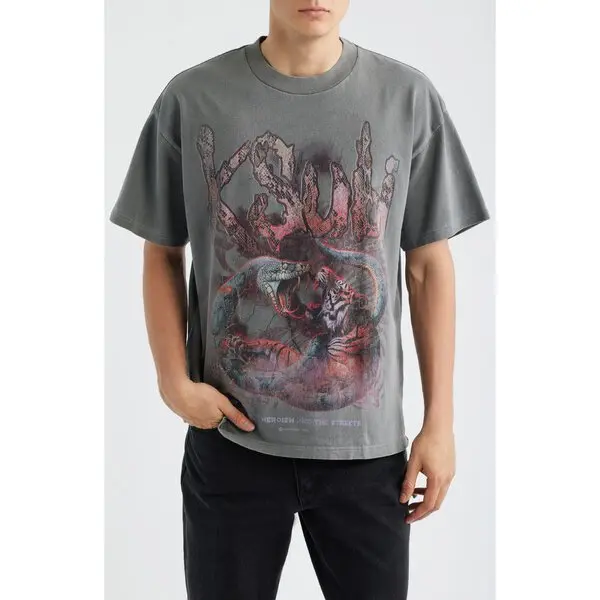 Ksubi Knotted Ekcess Oversize Graphic T-shirt - Charcoal