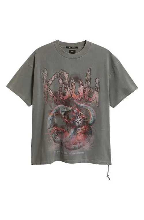 Ksubi Knotted Ekcess Oversize Graphic T-shirt - Charcoal