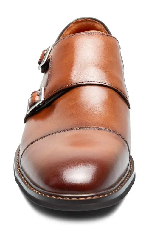 STACY ADAMS Boswell Double Monk Strap Shoe - Brandy