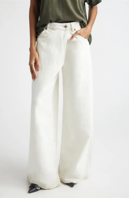 R13 X-bf Crossover Wide Leg Jeans - Holden White Selvedge