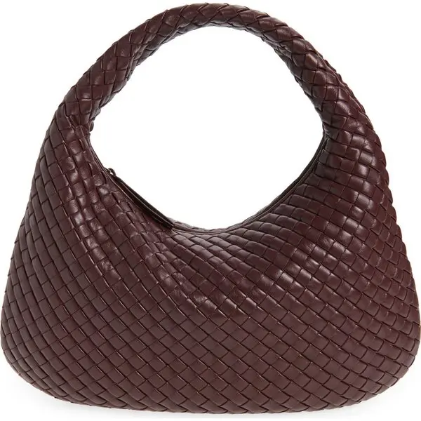 Bottega Veneta Intrecciato Leather Shoulder Bag - 6147 Deep Mahogany-mb