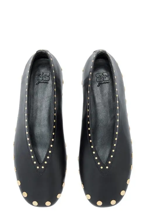 GANNI Jenny Studded Ballet Flat - Black