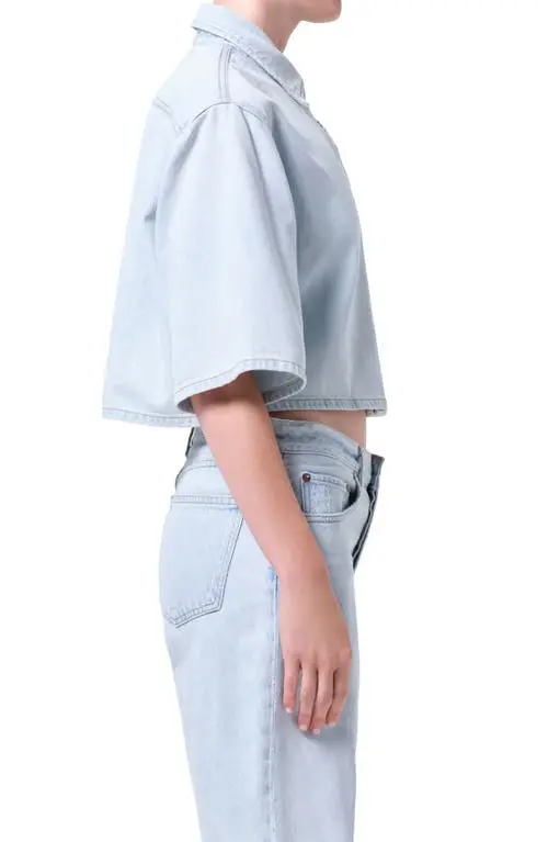 AGOLDE Tomine Boxy Denim Button-up Shirt - Pause Light Indigo