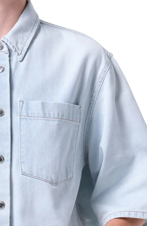 AGOLDE Tomine Boxy Denim Button-up Shirt - Pause Light Indigo
