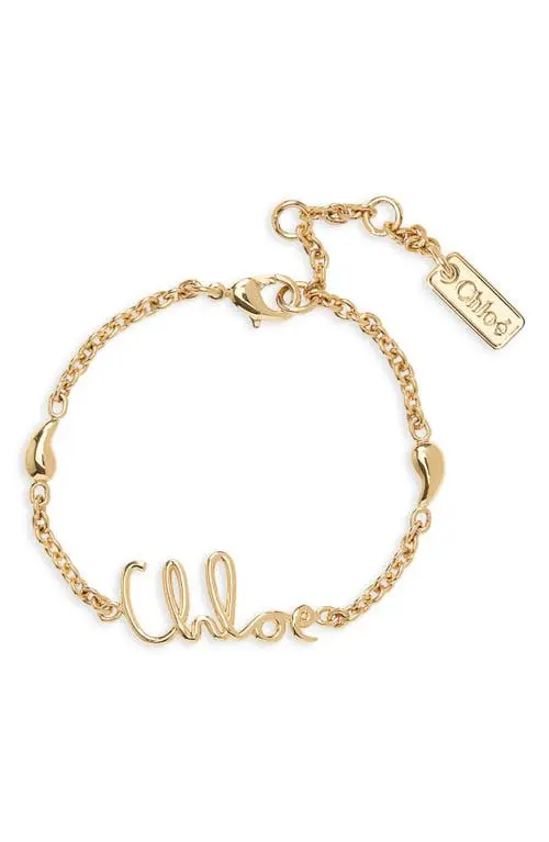 Chloé Script Logo Bracelet - Vintage Gold