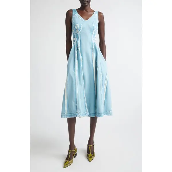 Marni Screenprinted Denim Midi Dress - Prb31sky