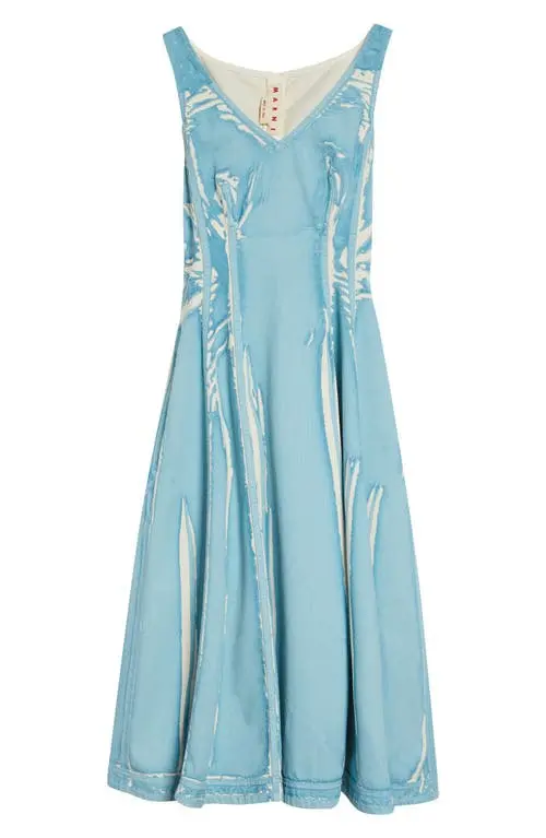 Marni Screenprinted Denim Midi Dress - Prb31sky
