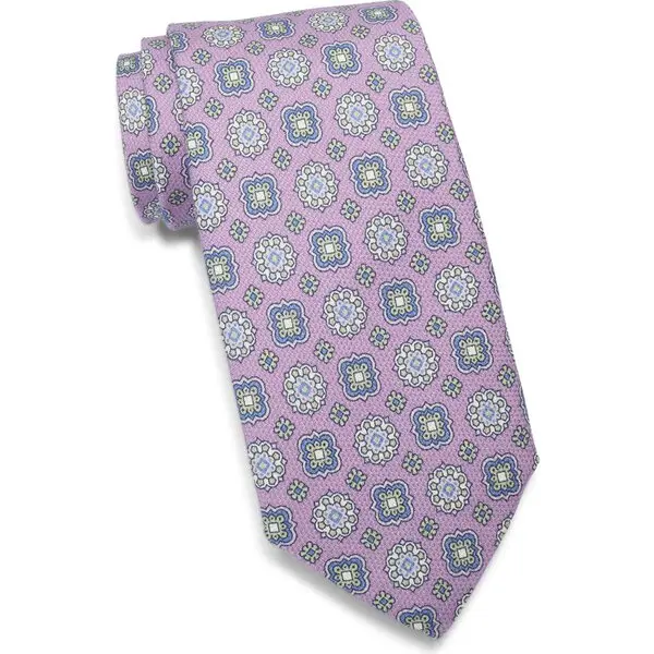 David Donahue Medallion Pattern Silk Tie - Lilac
