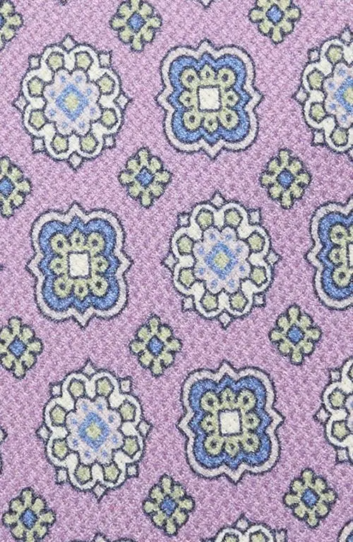 David Donahue Medallion Pattern Silk Tie