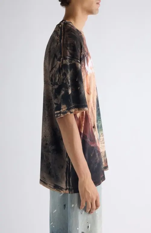 Acne Studios Eresa Cave Distressed Graphic T-shirt - Black/rust Brown