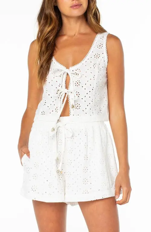 Roxy Kayla Eyelet Cotton Tie-front Top - Cloud Dancer