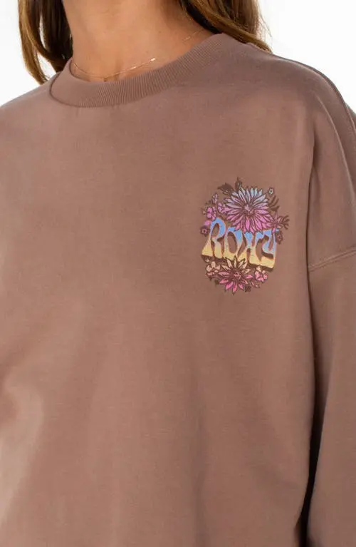 Roxy Lineup Oversize Cotton-blend Graphic Sweatshirt - Brownie